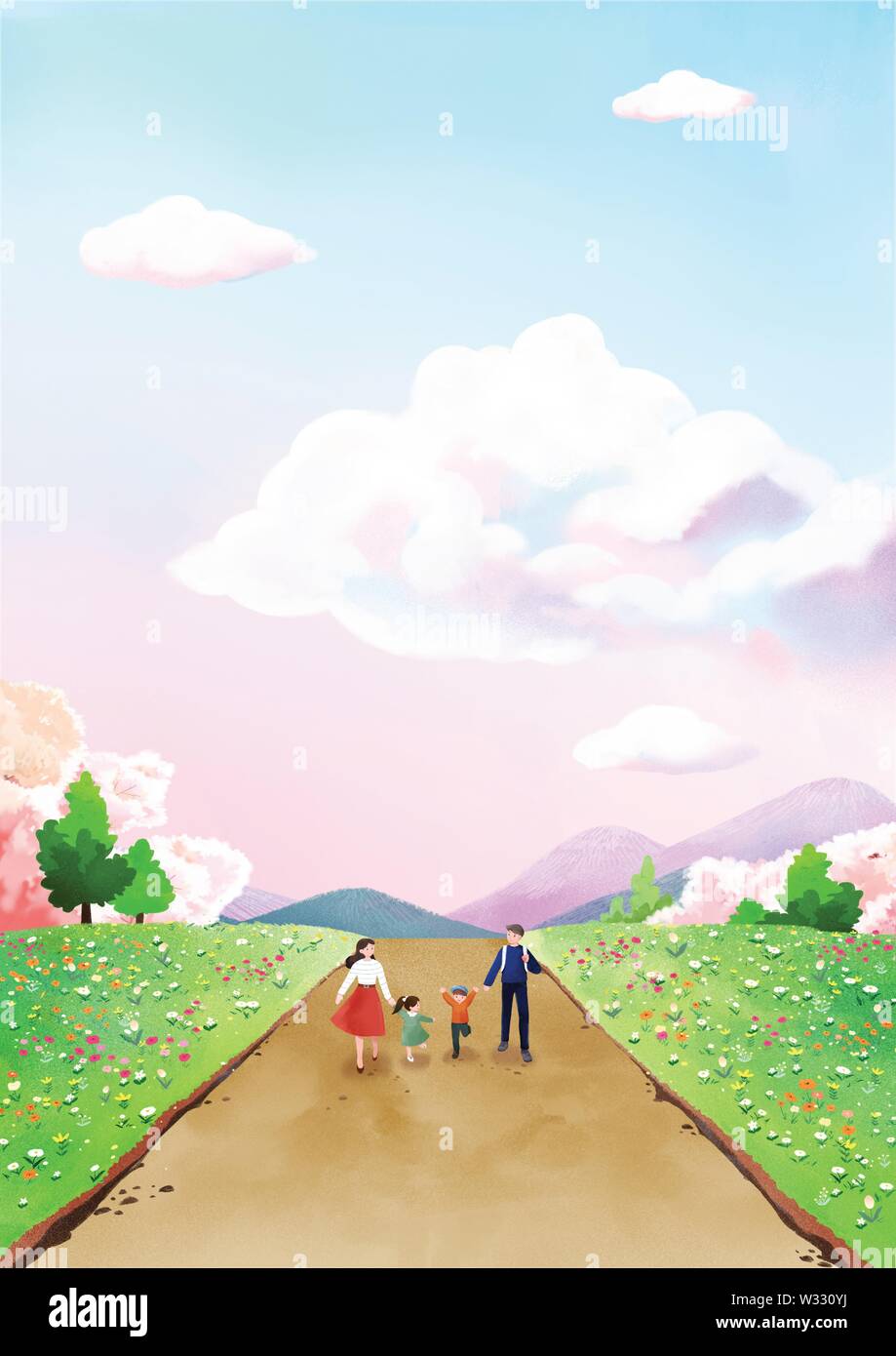 Beautiful woman and cherry blossom in spring Stock Vector Images - Alamy