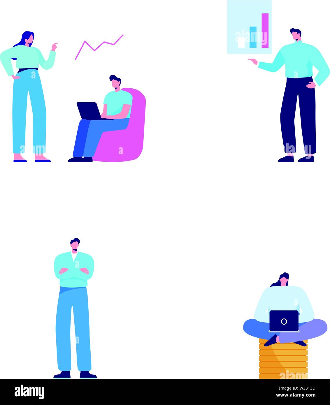 Isometric set of people, human movement concept isolated on white ...