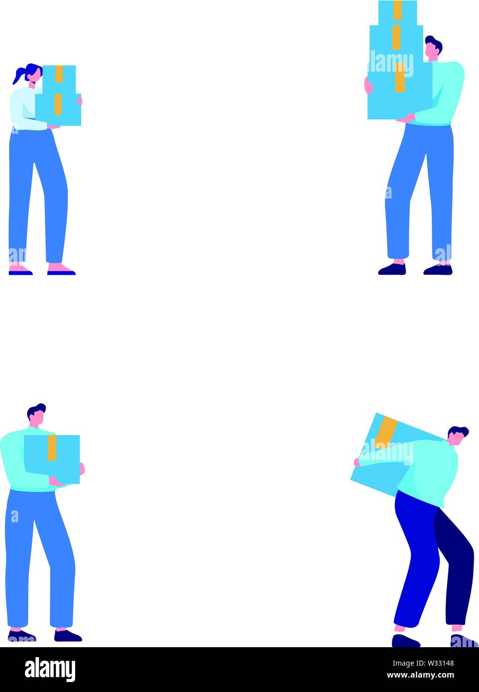 Isometric set of people, human movement concept isolated on white ...