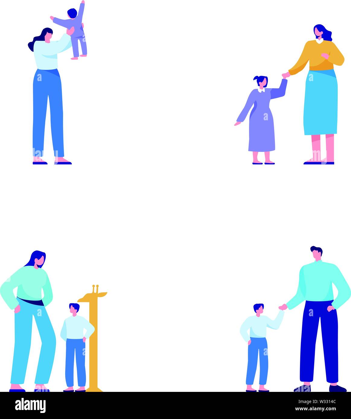 Isometric set of people, human movement concept isolated on white ...