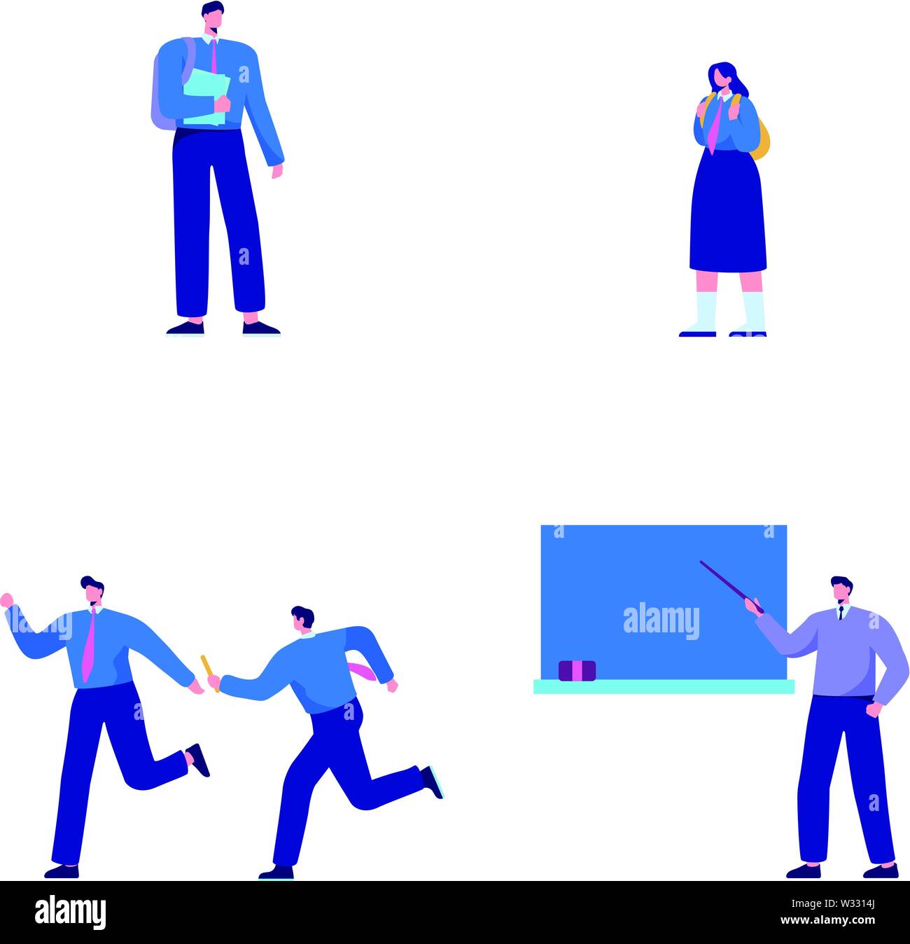 Isometric set of people, human movement concept isolated on white ...