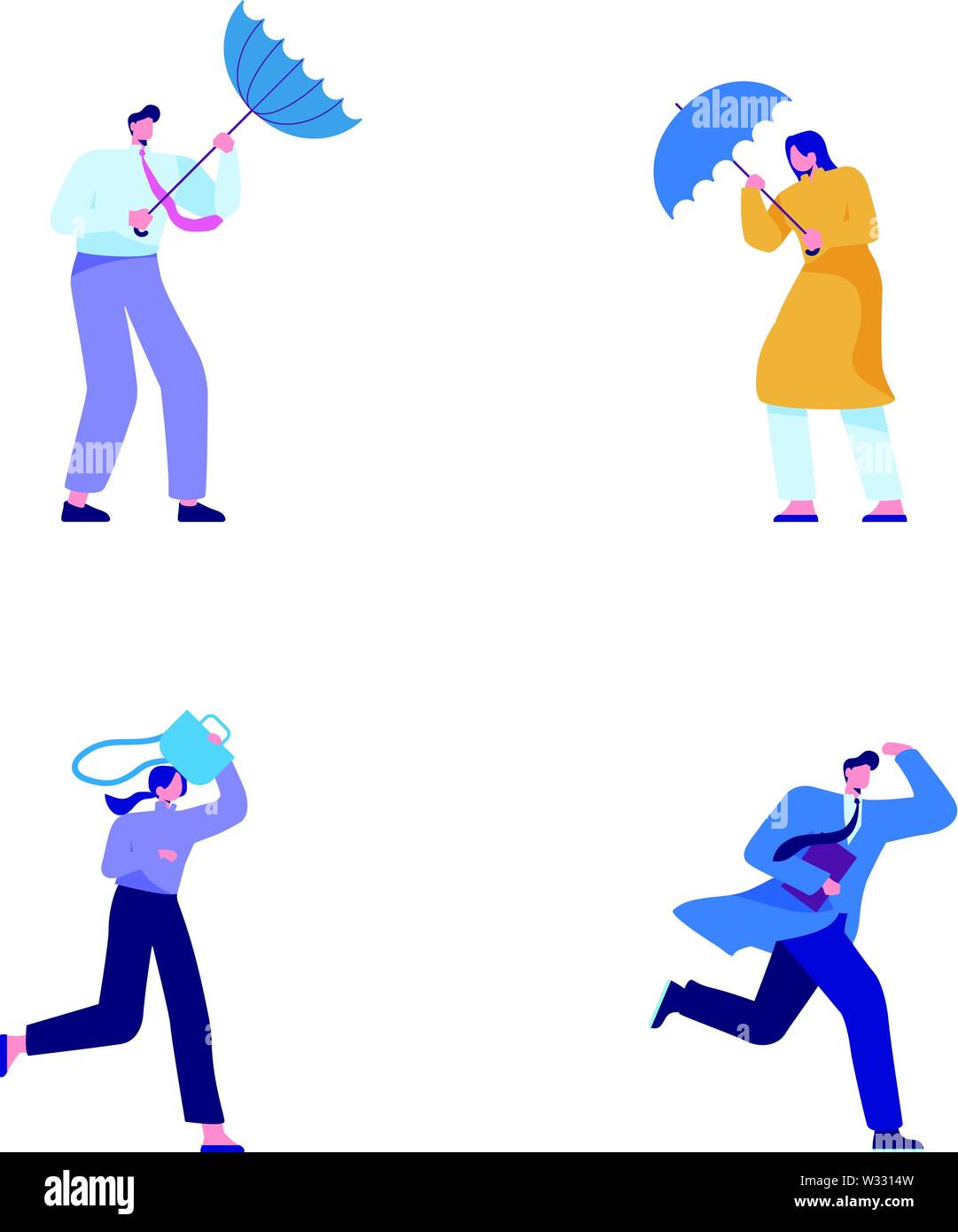 Isometric set of people, human movement concept isolated on white ...