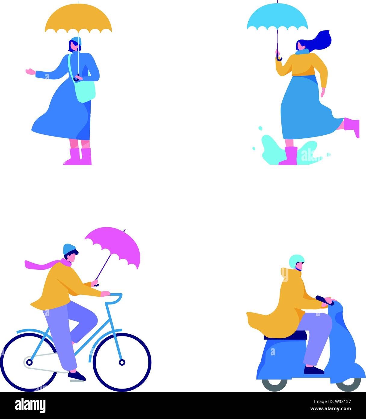 Isometric set of people, human movement concept isolated on white ...