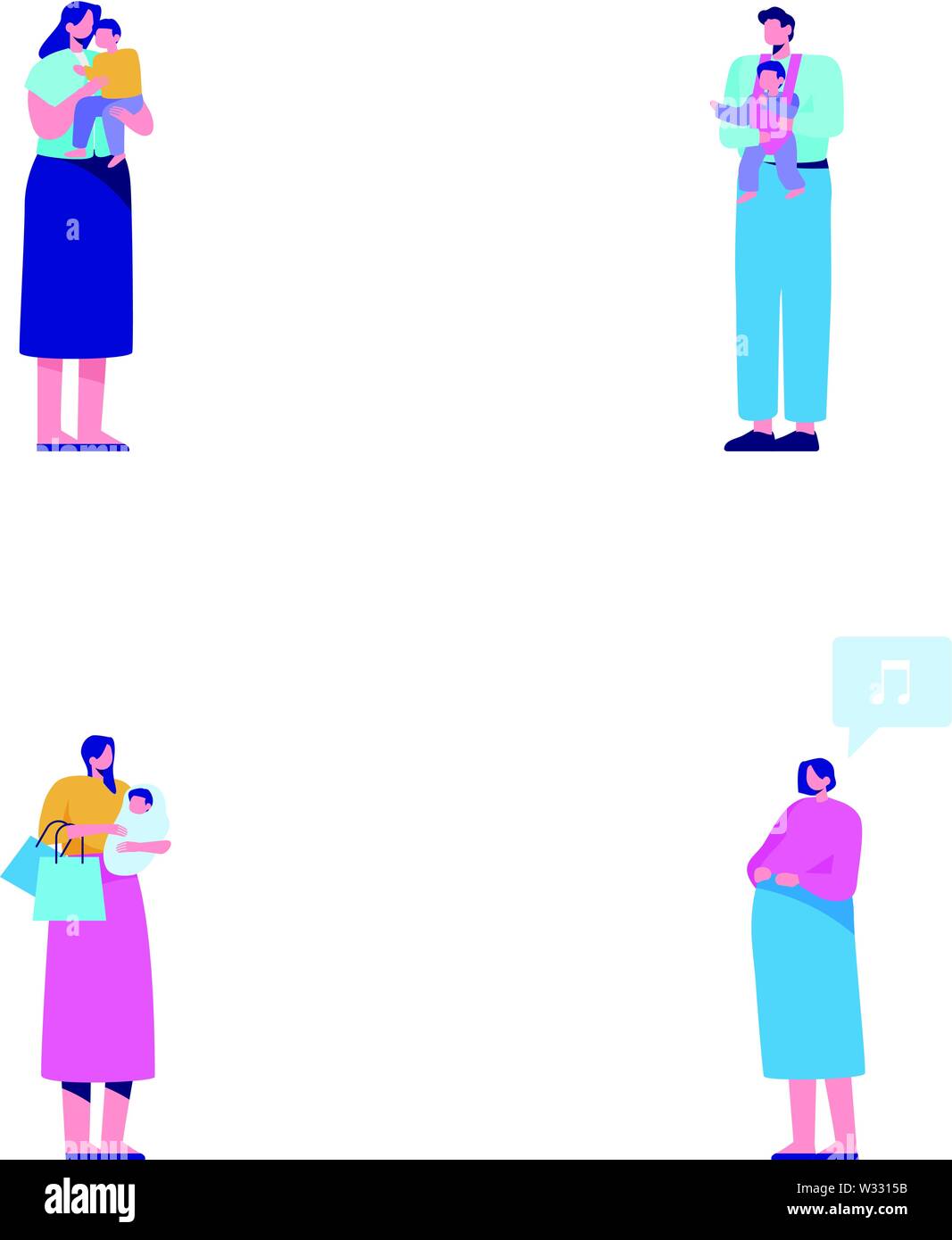 Isometric set of people, human movement concept isolated on white ...