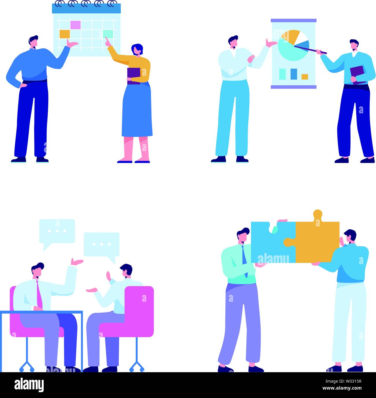 Isometric set of people, human movement concept isolated on white ...