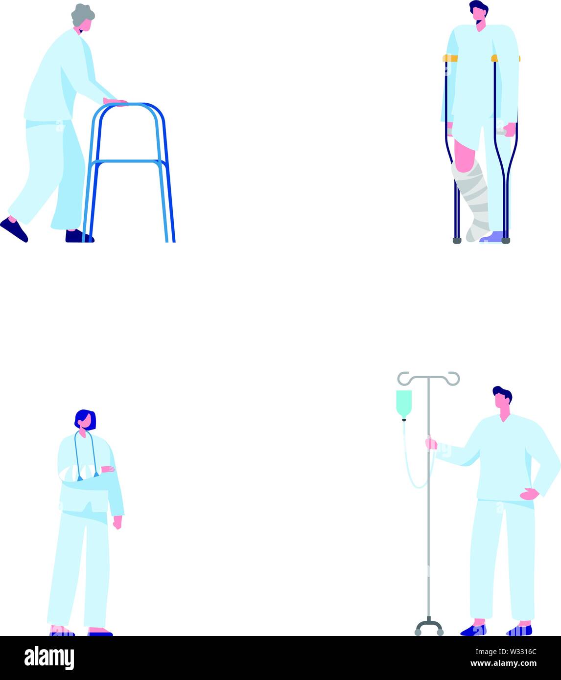 Isometric set of people, human movement concept isolated on white ...