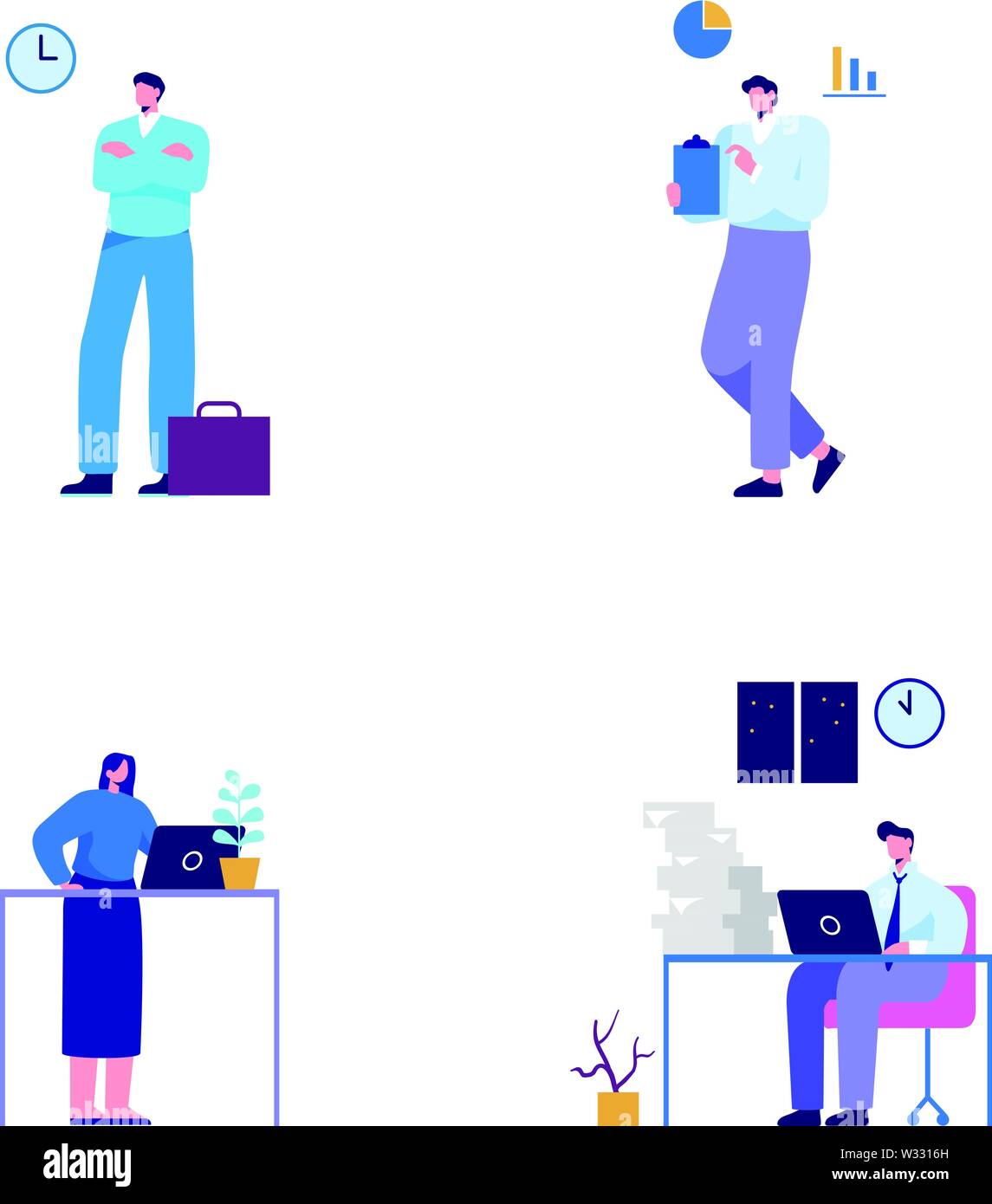 Isometric set of people, human movement concept isolated on white ...