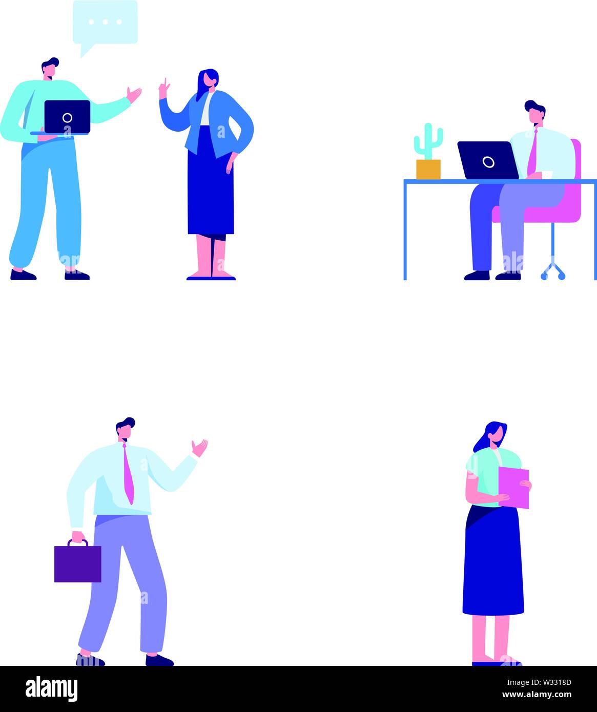 Isometric set of people, human movement concept isolated on white ...