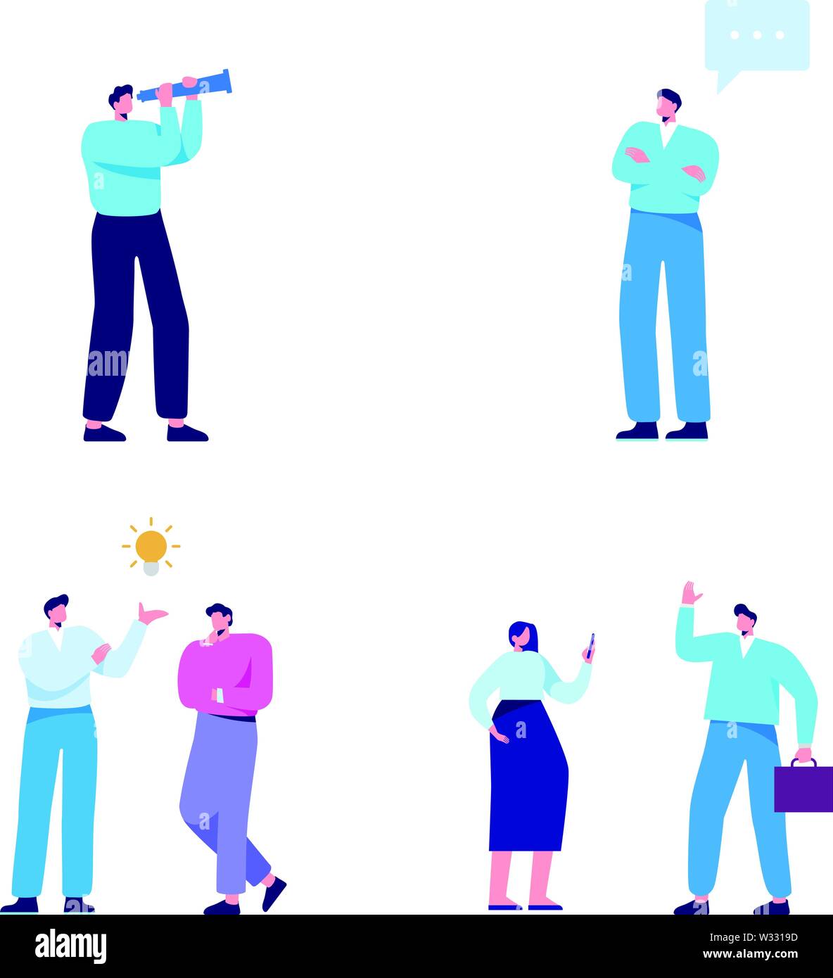 Isometric set of people, human movement concept isolated on white ...