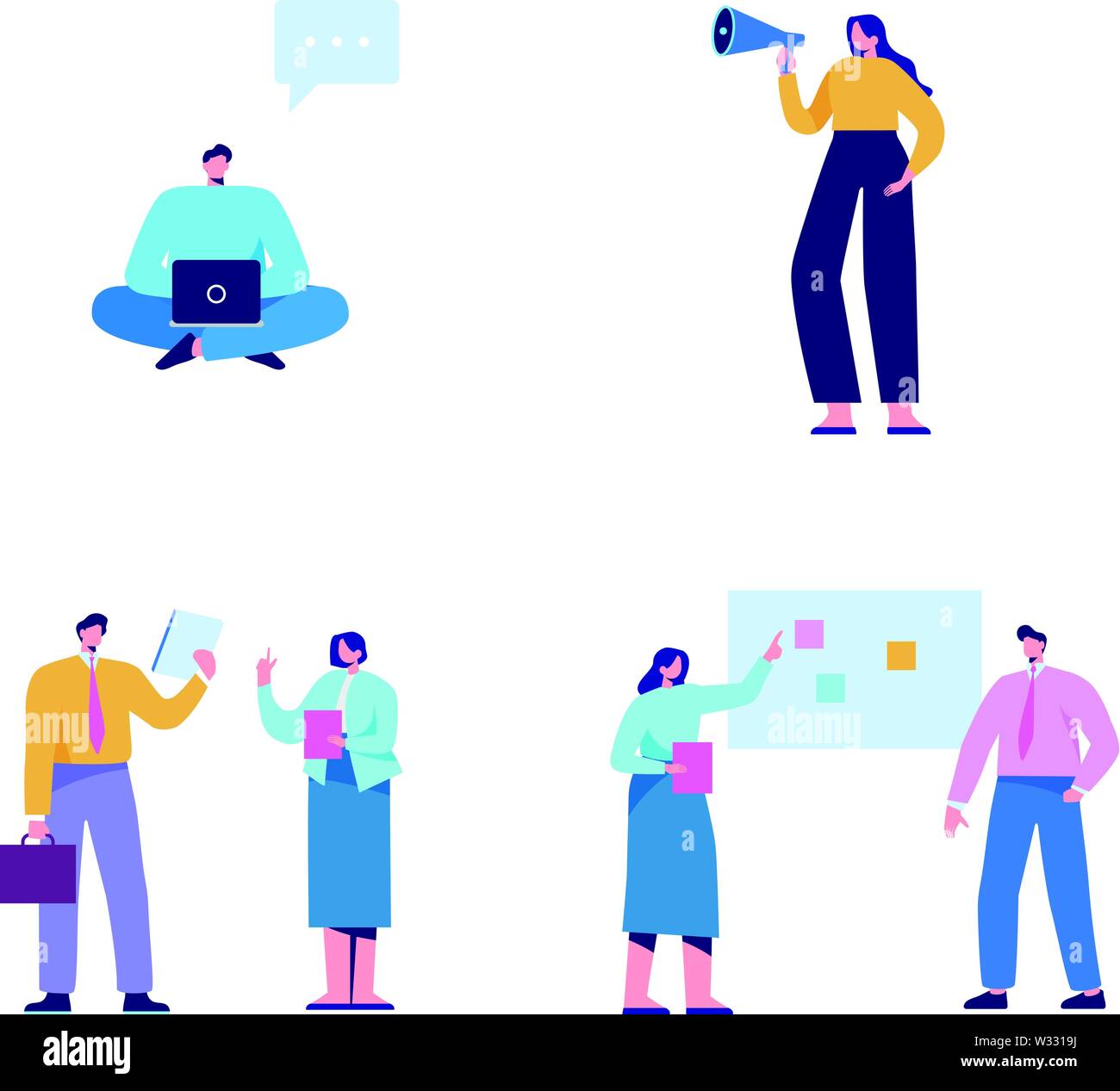 Isometric set of people, human movement concept isolated on white ...