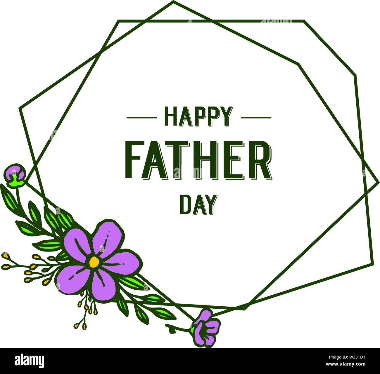 Vector illustration beauty purple flower frame for writing happy father ...