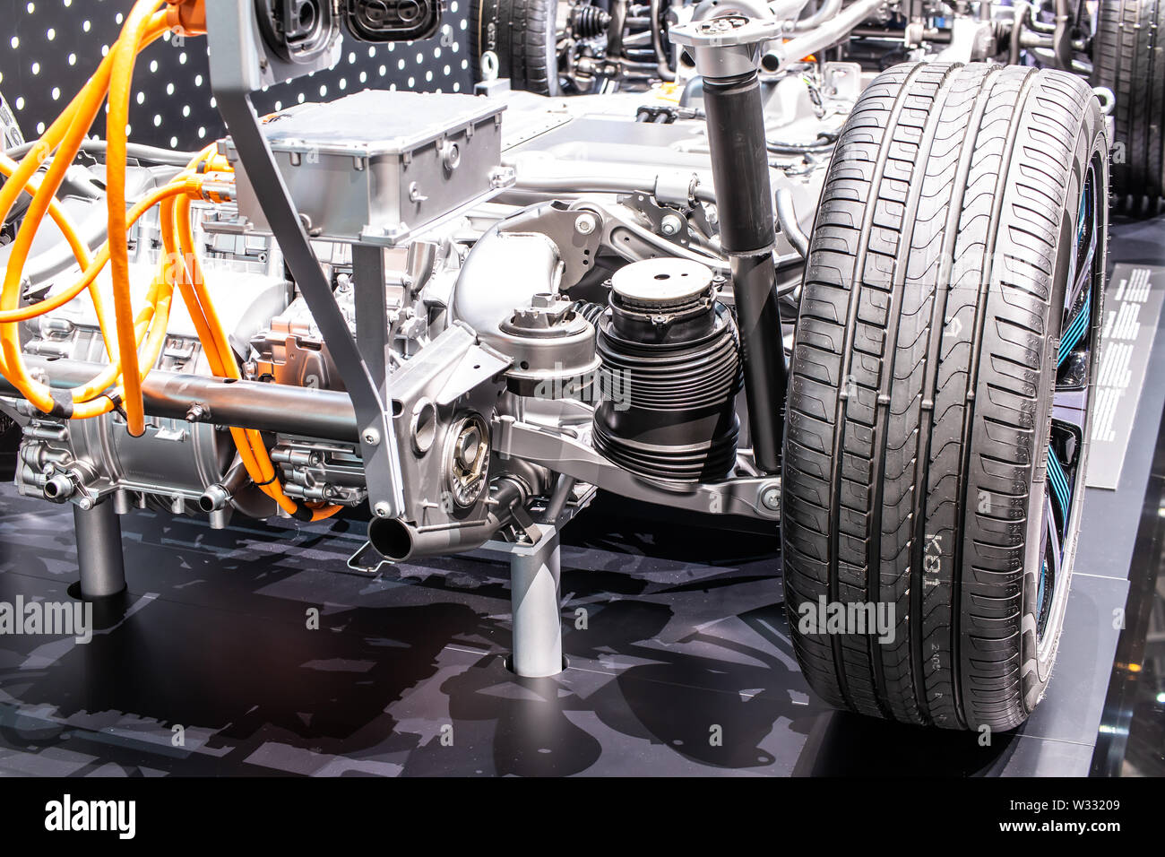 Geneva, Switzerland, Mar 2019: cross section, electric Mercedes EQC 400 ...