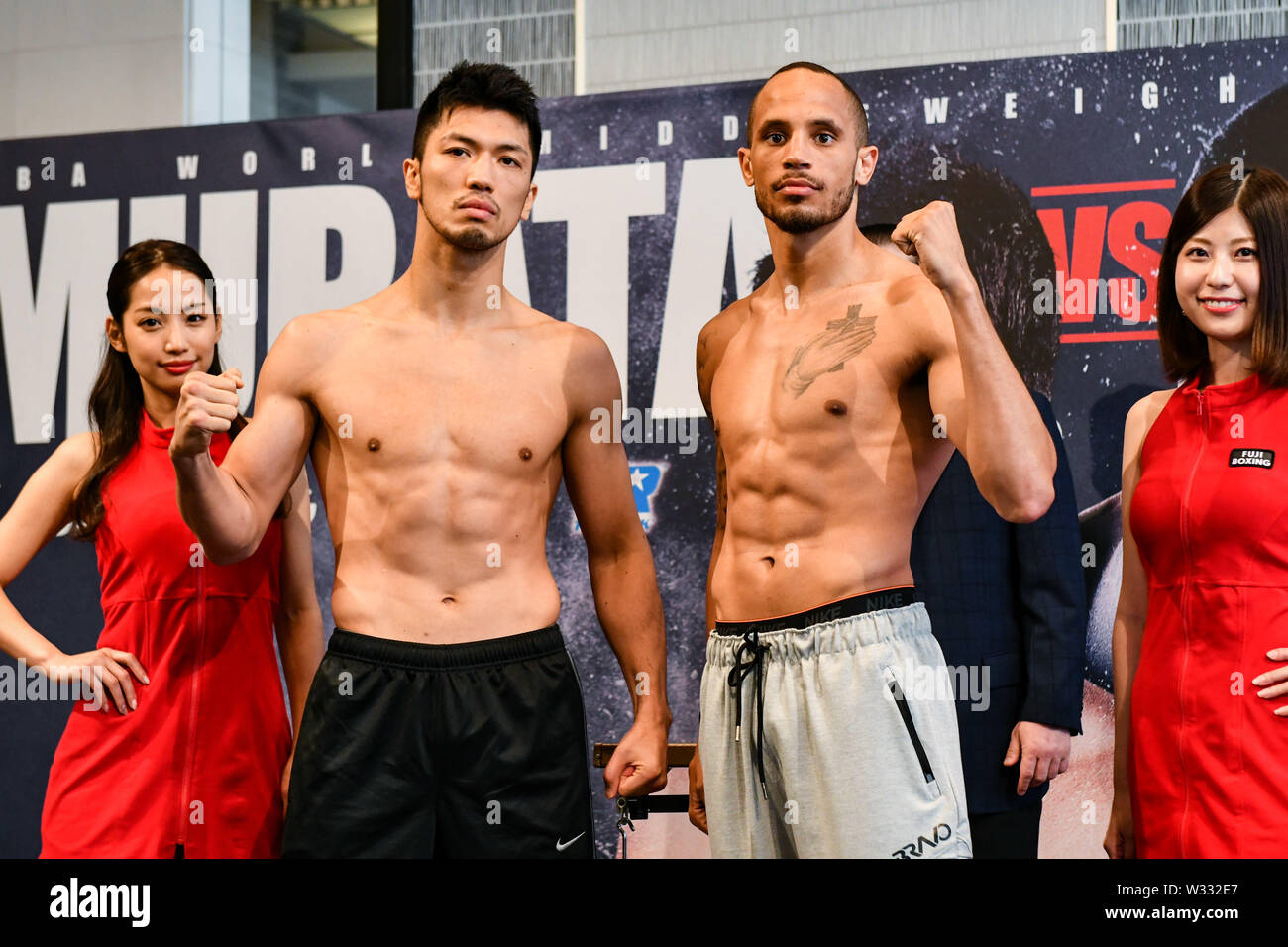 Osaka, Japan. 11th July, 2019. (L-R) Ryota Murata (JPN), Rob Brant (USA) Boxing : Ryota Murata ...