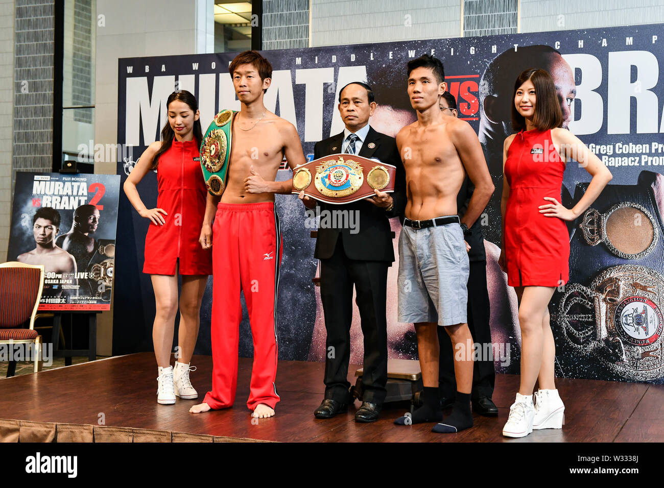 Osaka, Japan. 11th July, 2019. (L-R) Satoshi Shimizu (JPN), Joe Noynay ...
