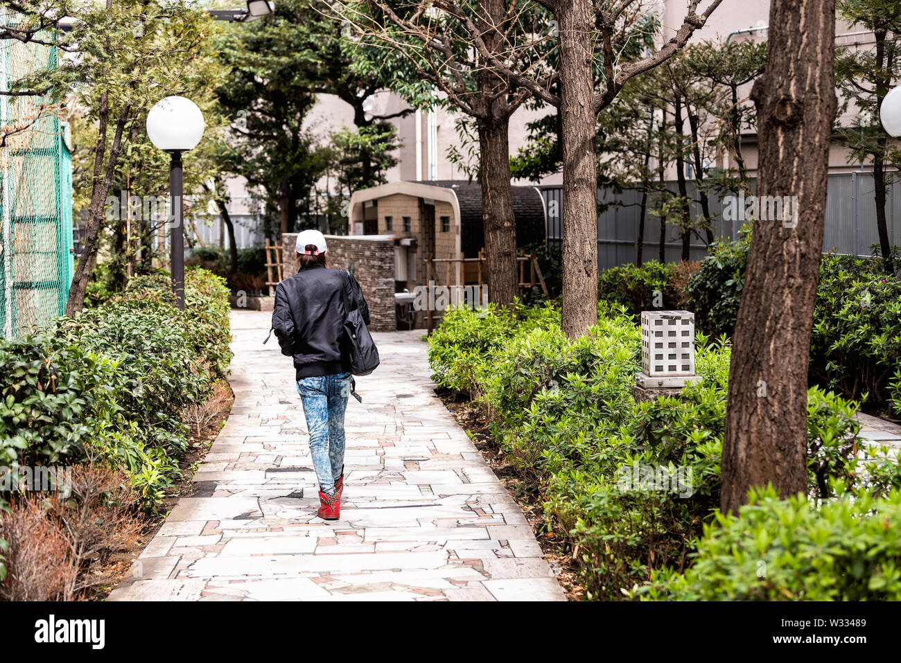Tokyo, Japan - April 1, 2019: Shinjuku boardwalk Park called four ...