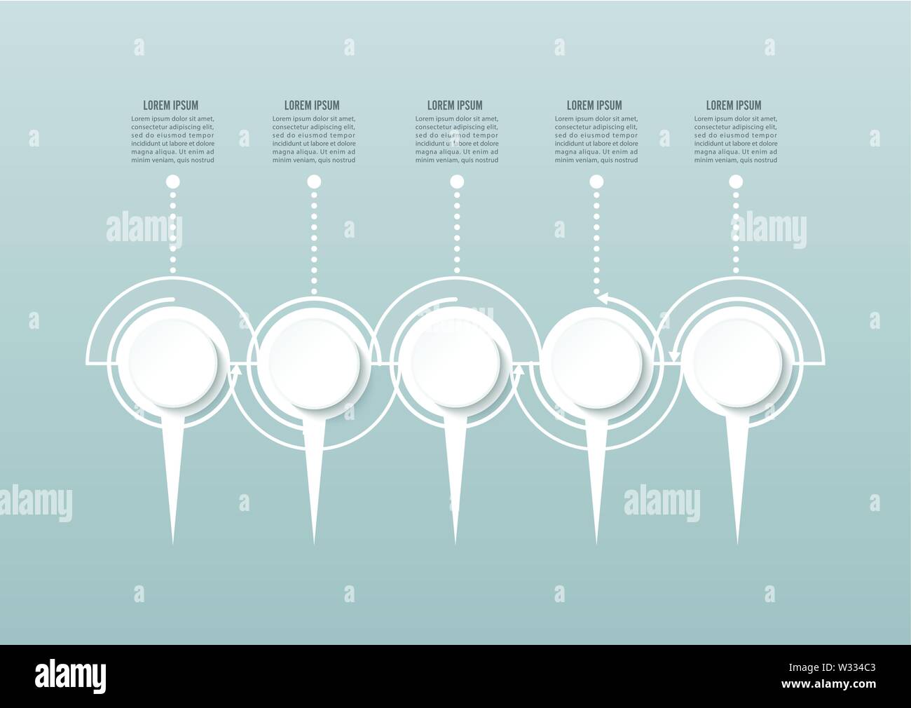 Abstract 3D infographic template with a five steps for success. Business circle template with ...