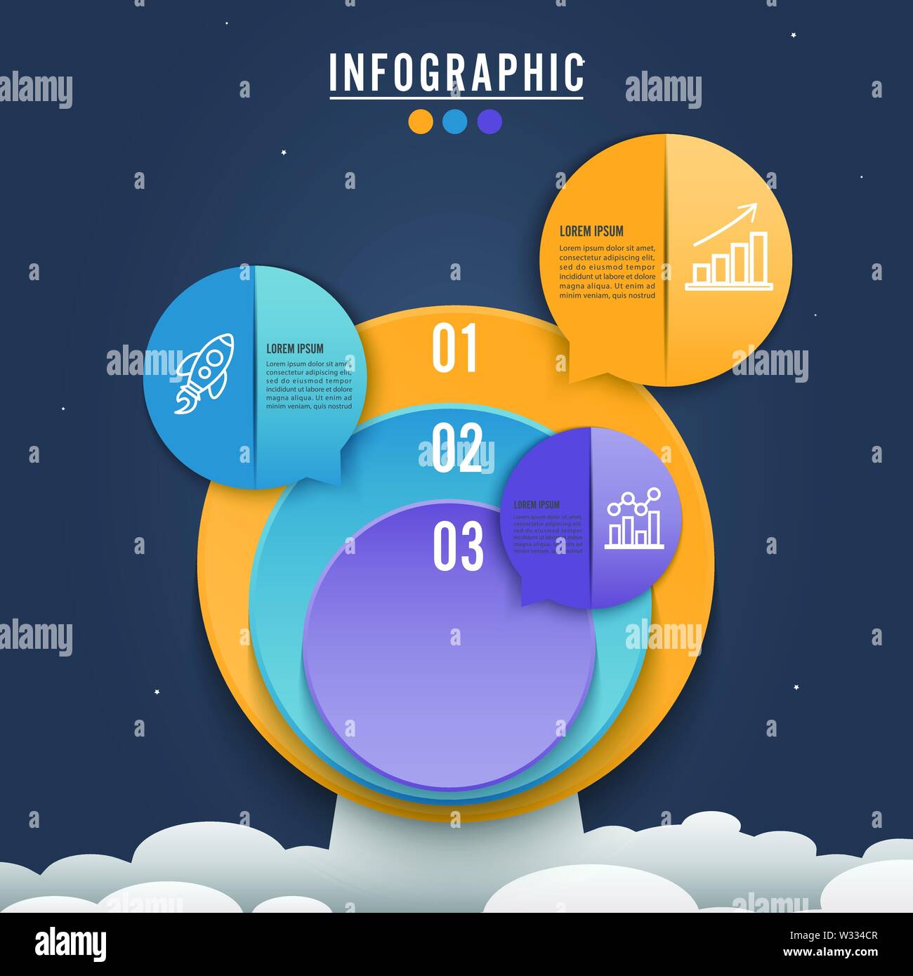 Circle infographic template three option, process or step for business ...