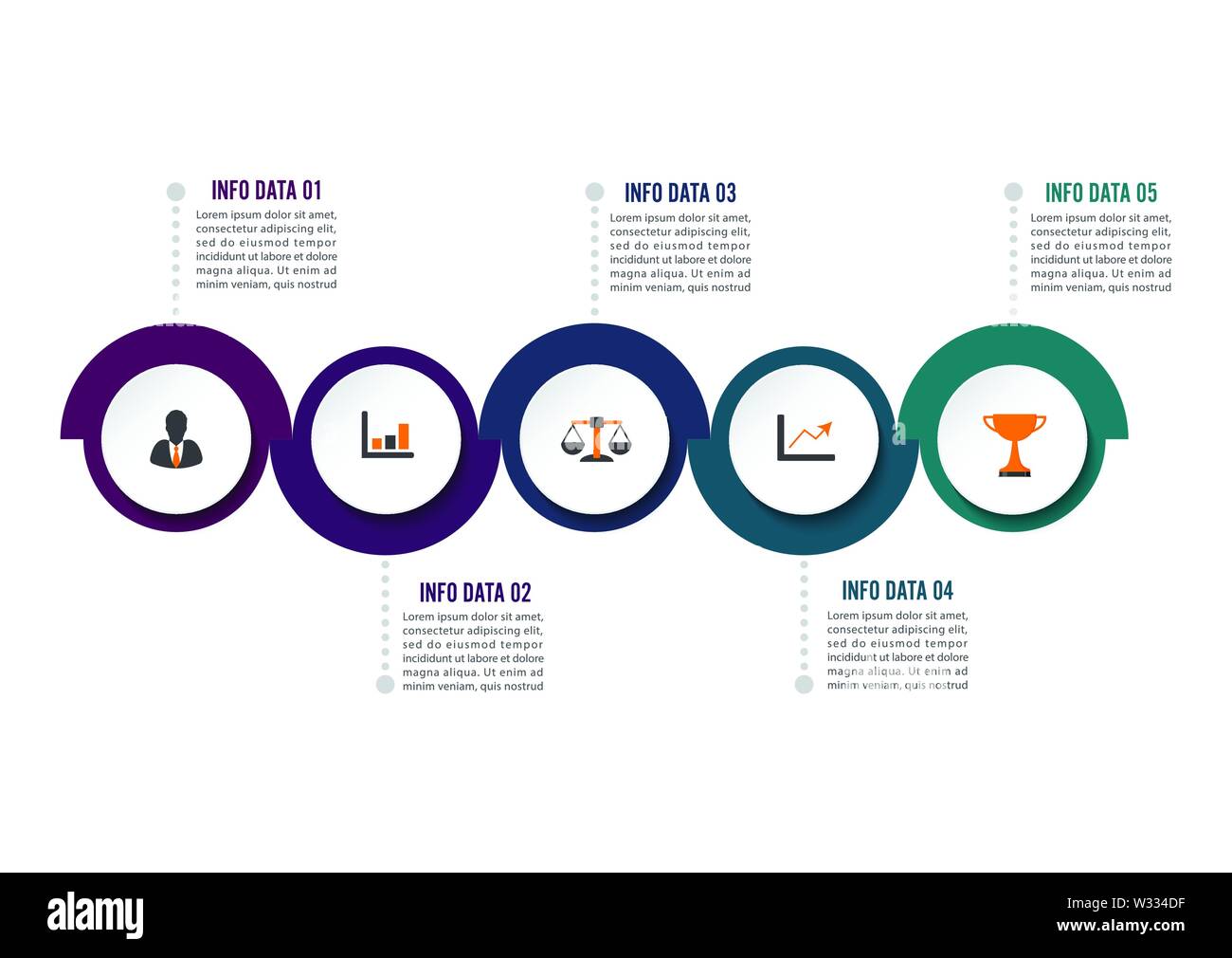 Circle infographic template five option, process or step for business ...