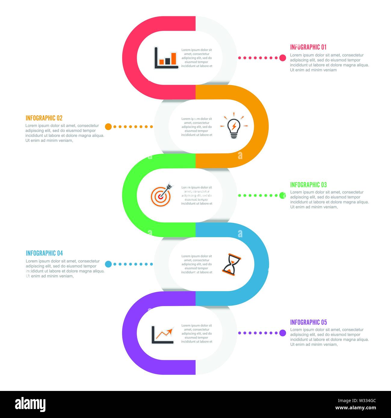 Template Timeline Infographic colored horizontal numbered for four ...