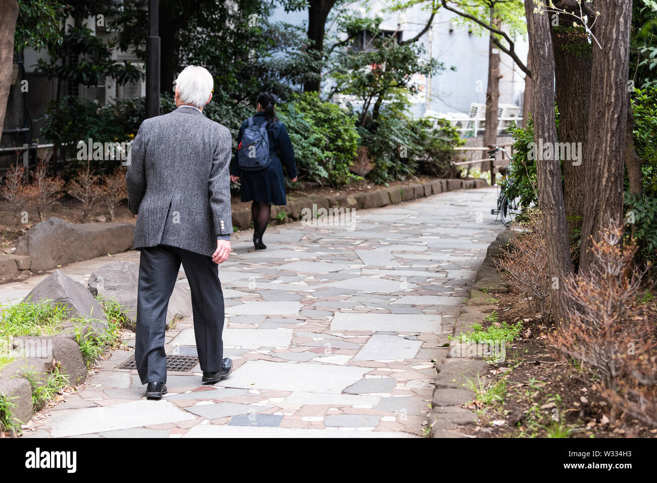 Tokyo, Japan - April 1, 2019: Shinjuku boardwalk Park called four ...