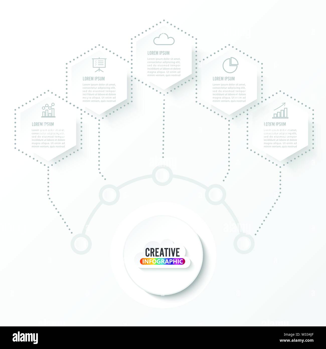 Vector infographic template with 3D paper label, integrated circles ...