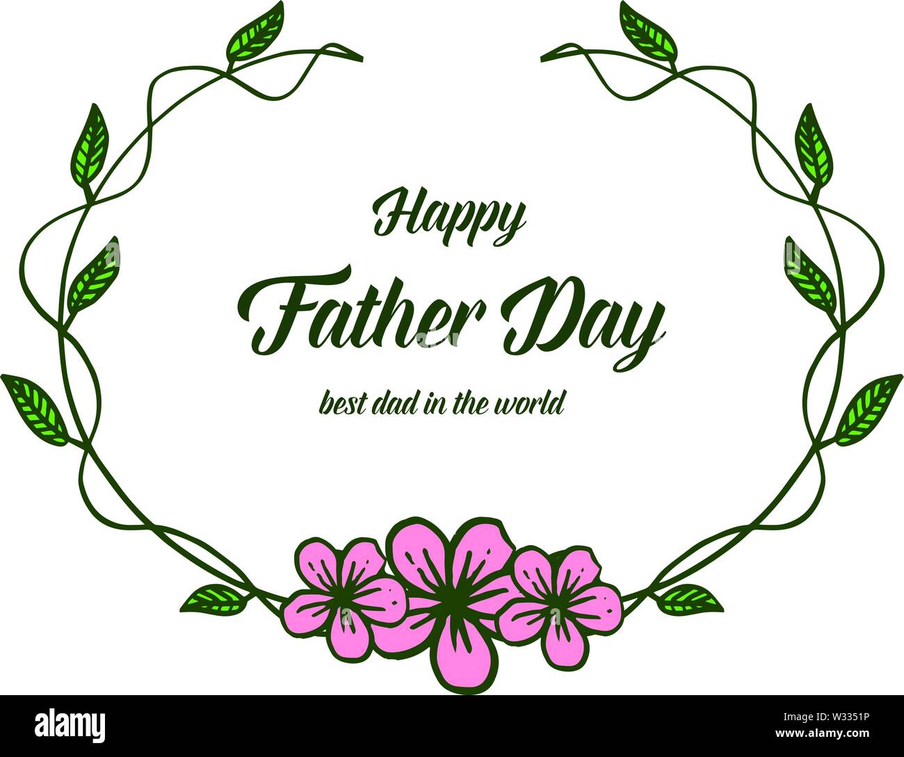 Vector illustration element leaf flower frame with card happy father ...