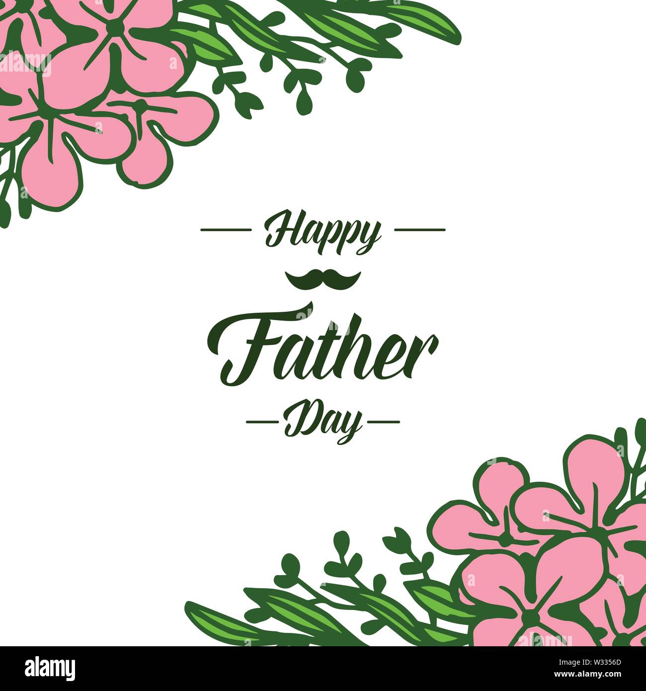 Vector illustration various crowd of pink flower frame with letter ...