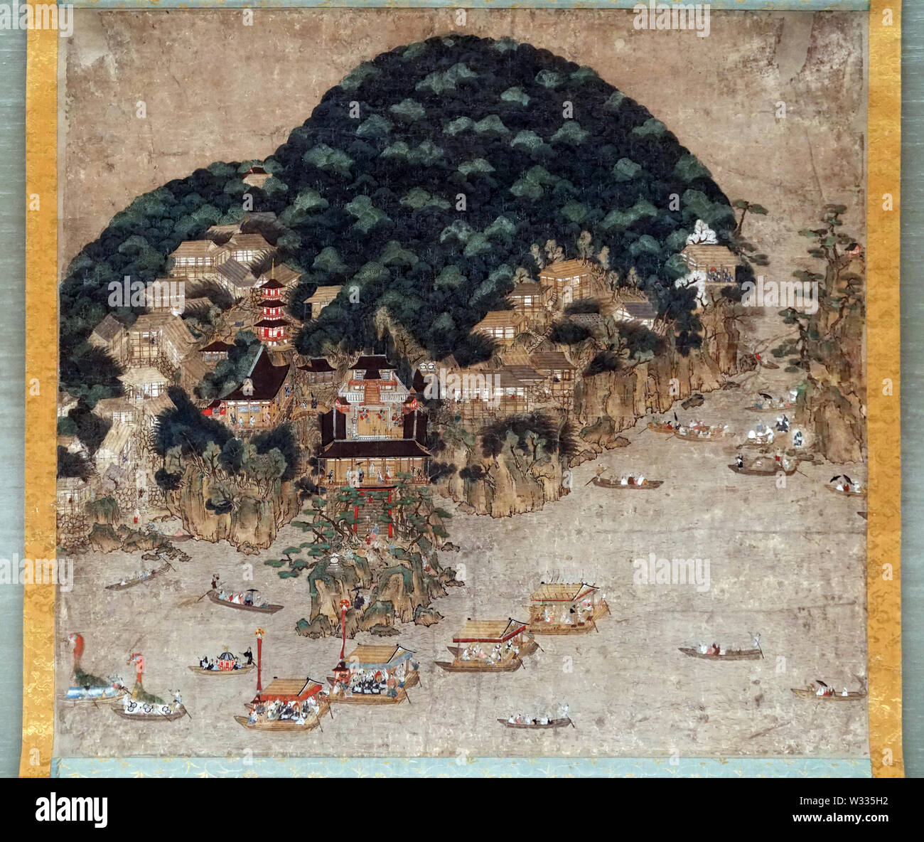 Festival at Chikubushima, color on paper, Muromachi period, 16th ...