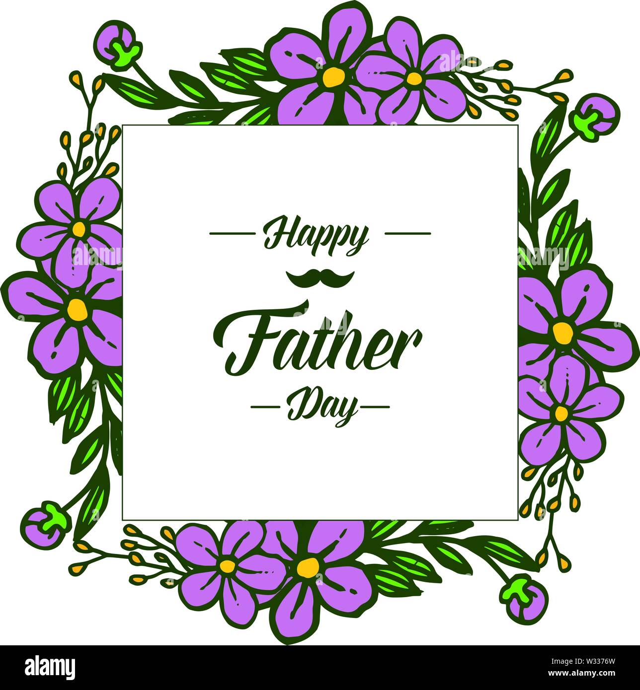 Decorative for happy father day, art purple flower. Vector illustration ...