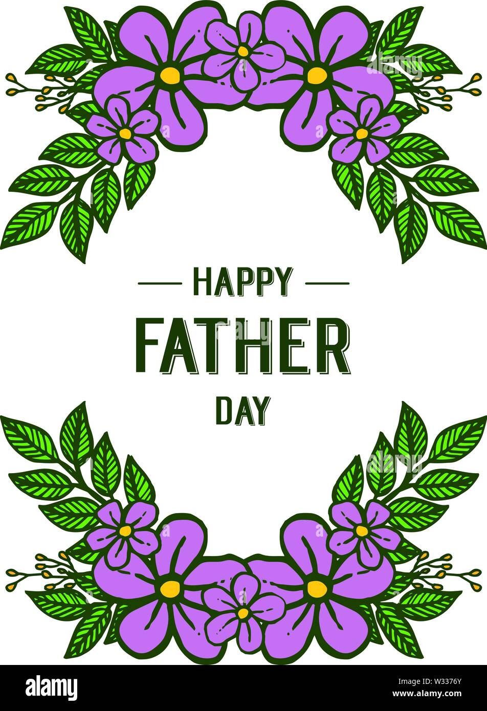 Decorative for happy father day, art purple flower. Vector illustration ...