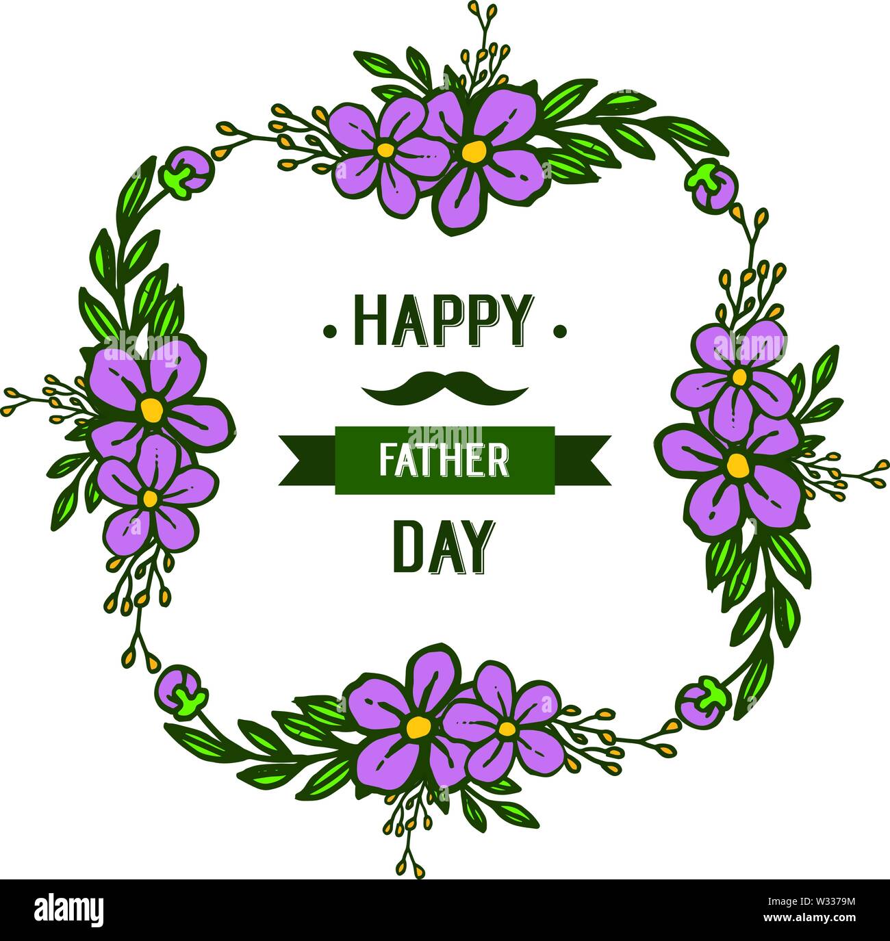 Decorative for happy father day, art purple flower. Vector illustration ...