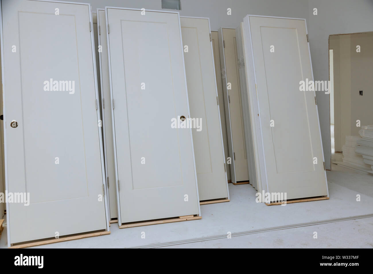 Material for repairs in an apartment is under construction door for a ...