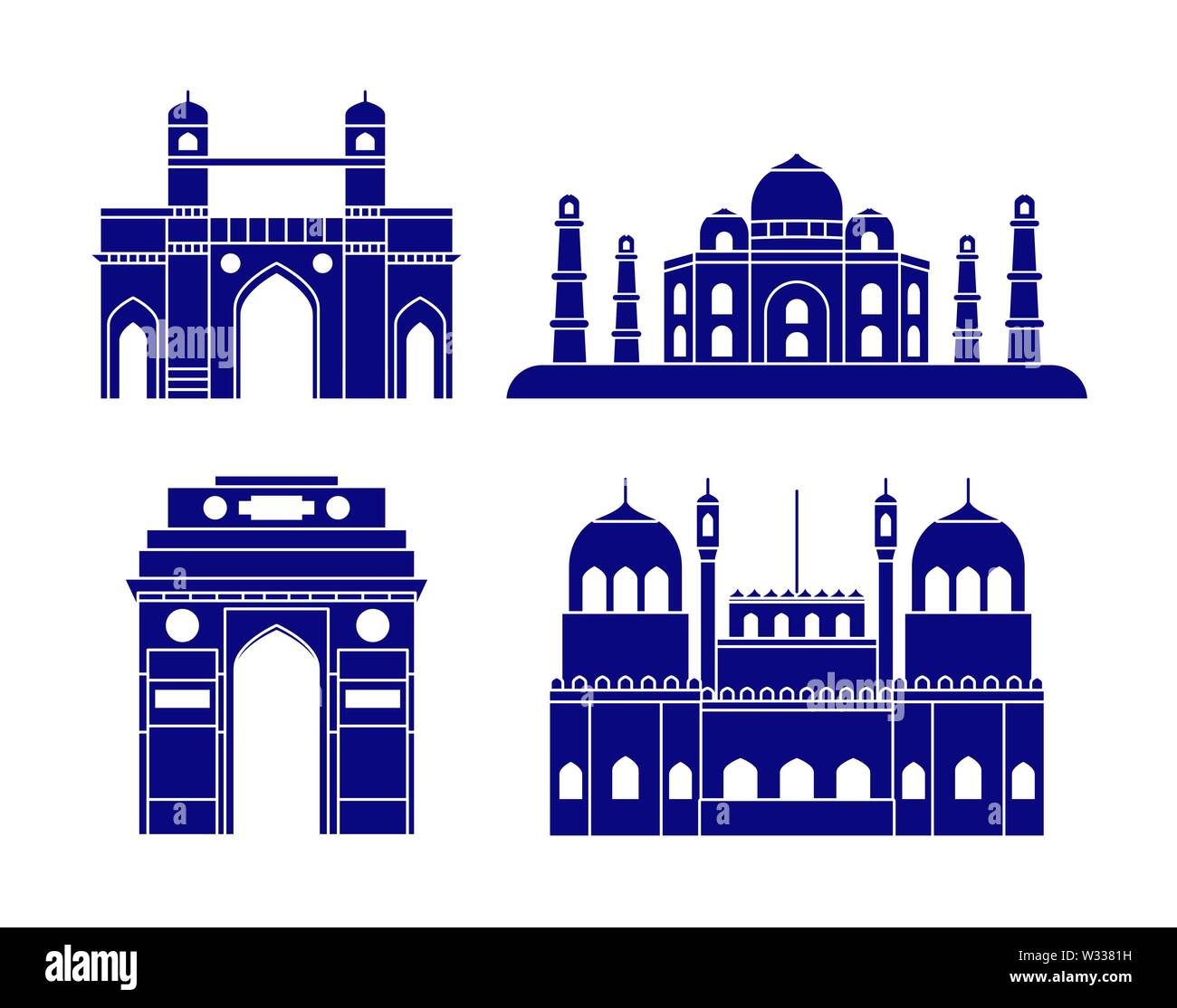 set of structures emblematic of indian vector illustration design Stock ...