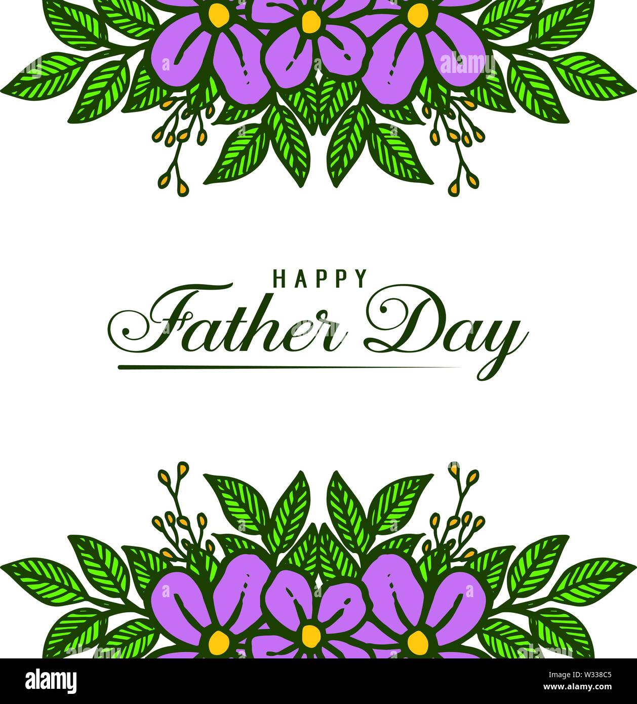 Happy father day, abstract white background with purple floral. Vector ...