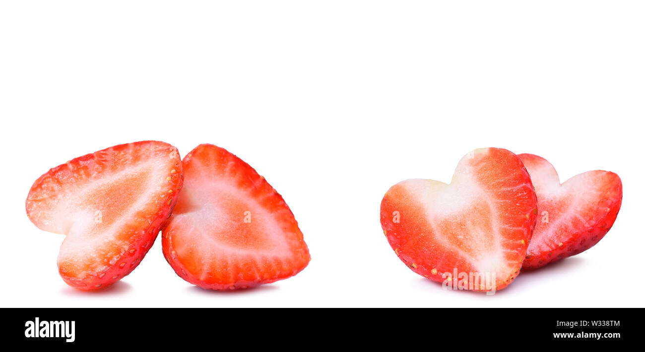 Strawberry heart shape berry isolated on white Stock Photo - Alamy