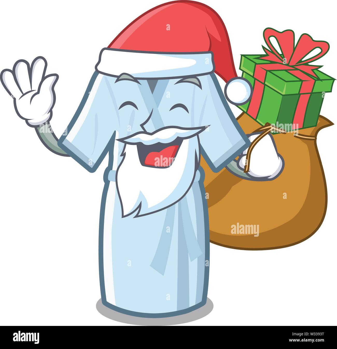 Santa with gift bathrobe isolated with in the cartoon Stock Vector ...