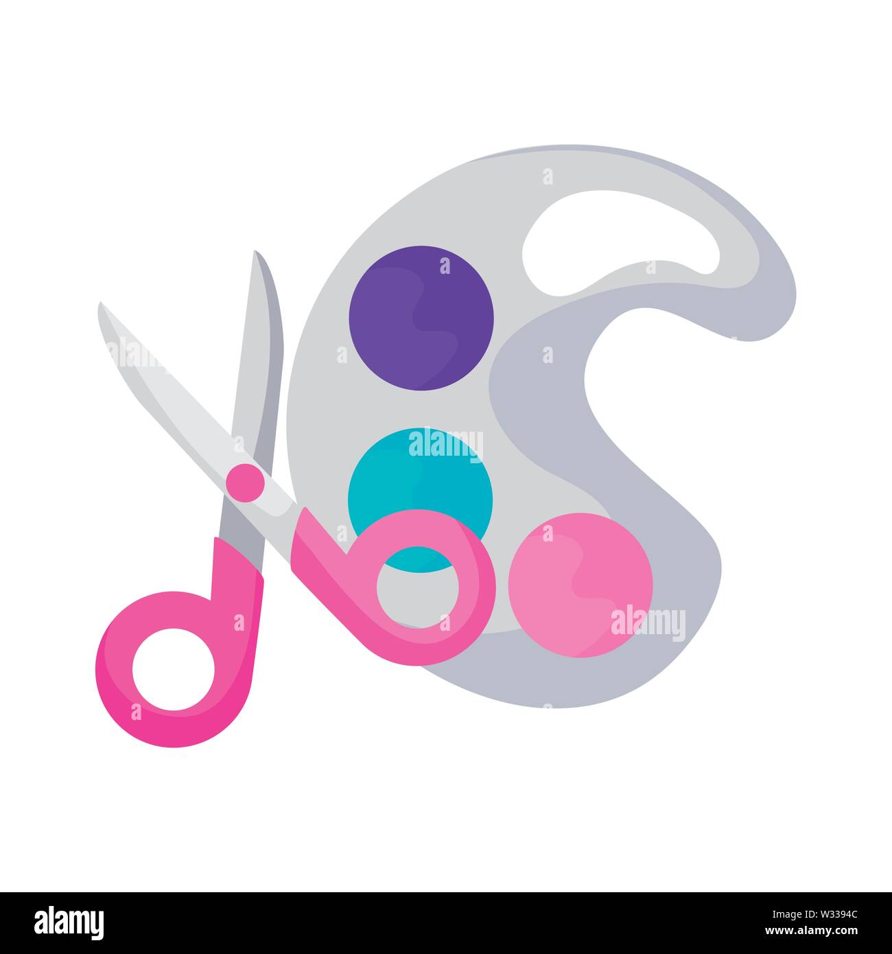 scissors school with paint palette vector illustration design Stock ...