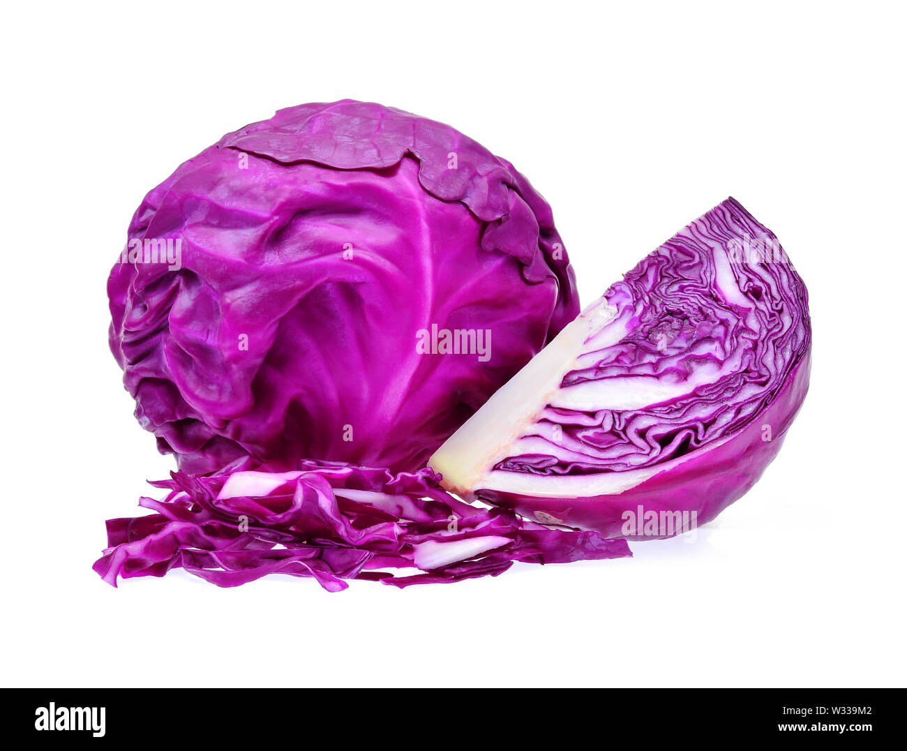 Purple cabbage on white background Stock Photo - Alamy