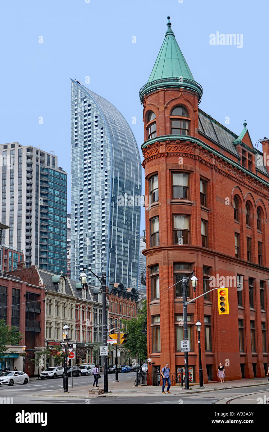 TORONTO - JULY 2019: Victorian buildings, including the Gooderham ...