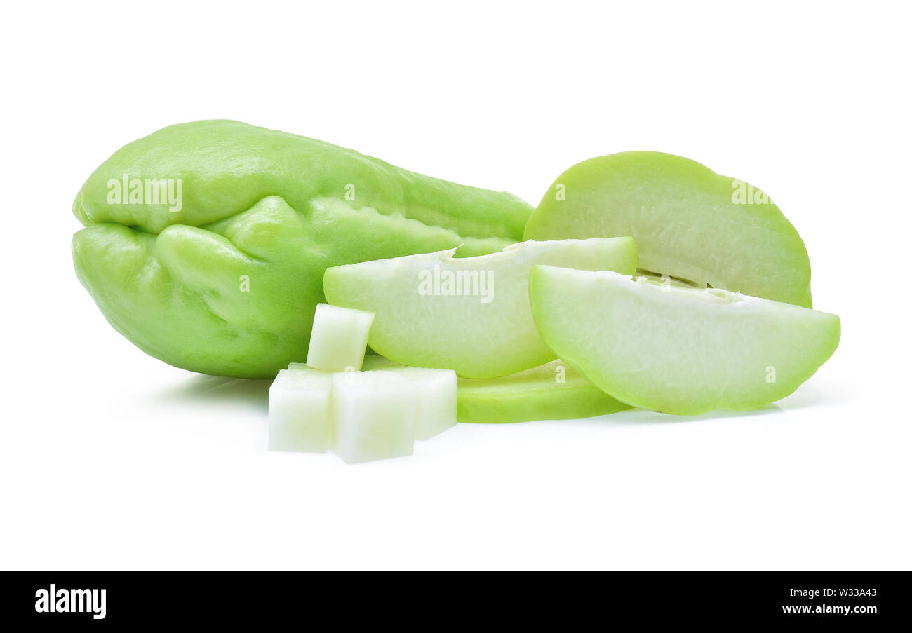 fresh chayote isolated on white background Stock Photo - Alamy