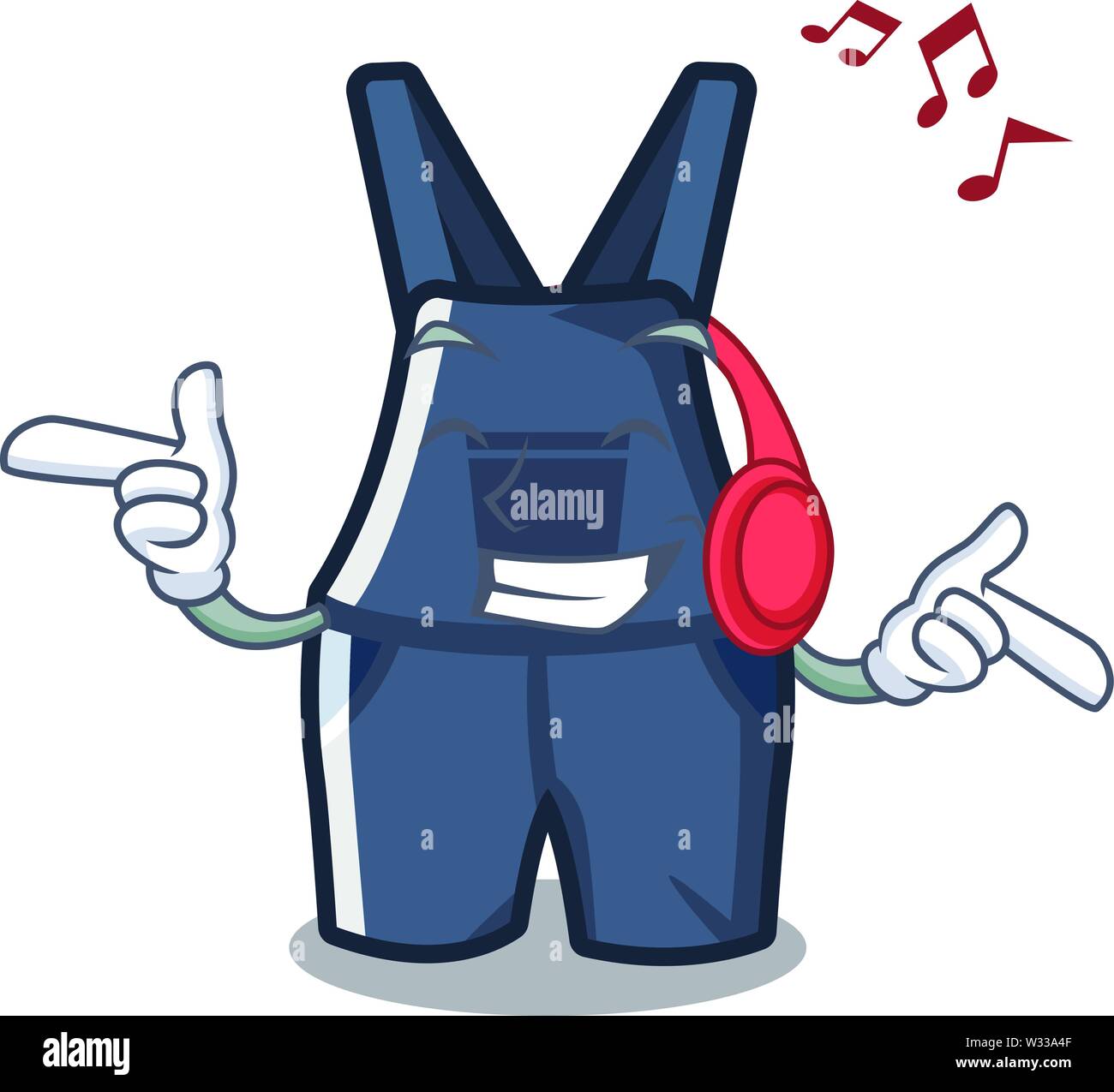 Listening music overalls hanging on a cartoon wall Stock Vector Image ...