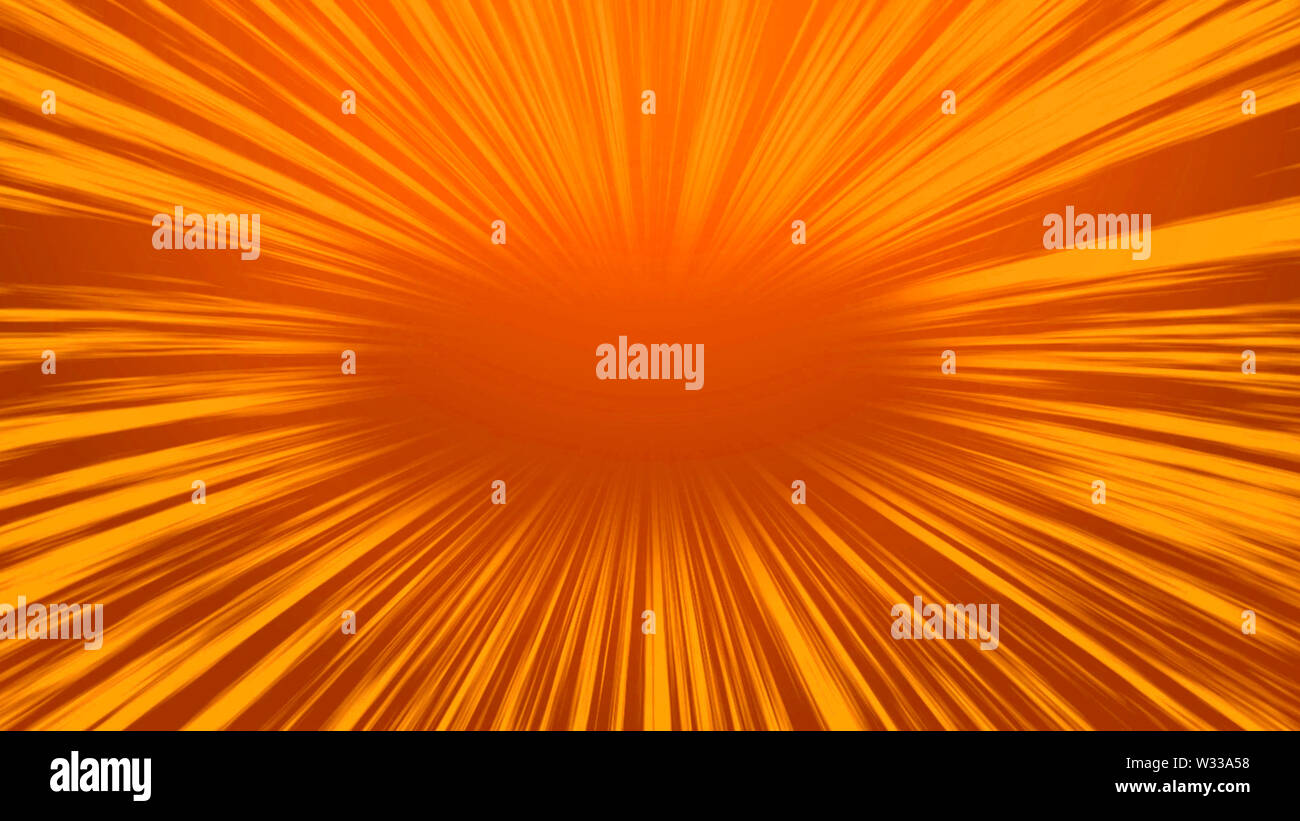 Abstract orange comic radial speed line background, cartoon background ...
