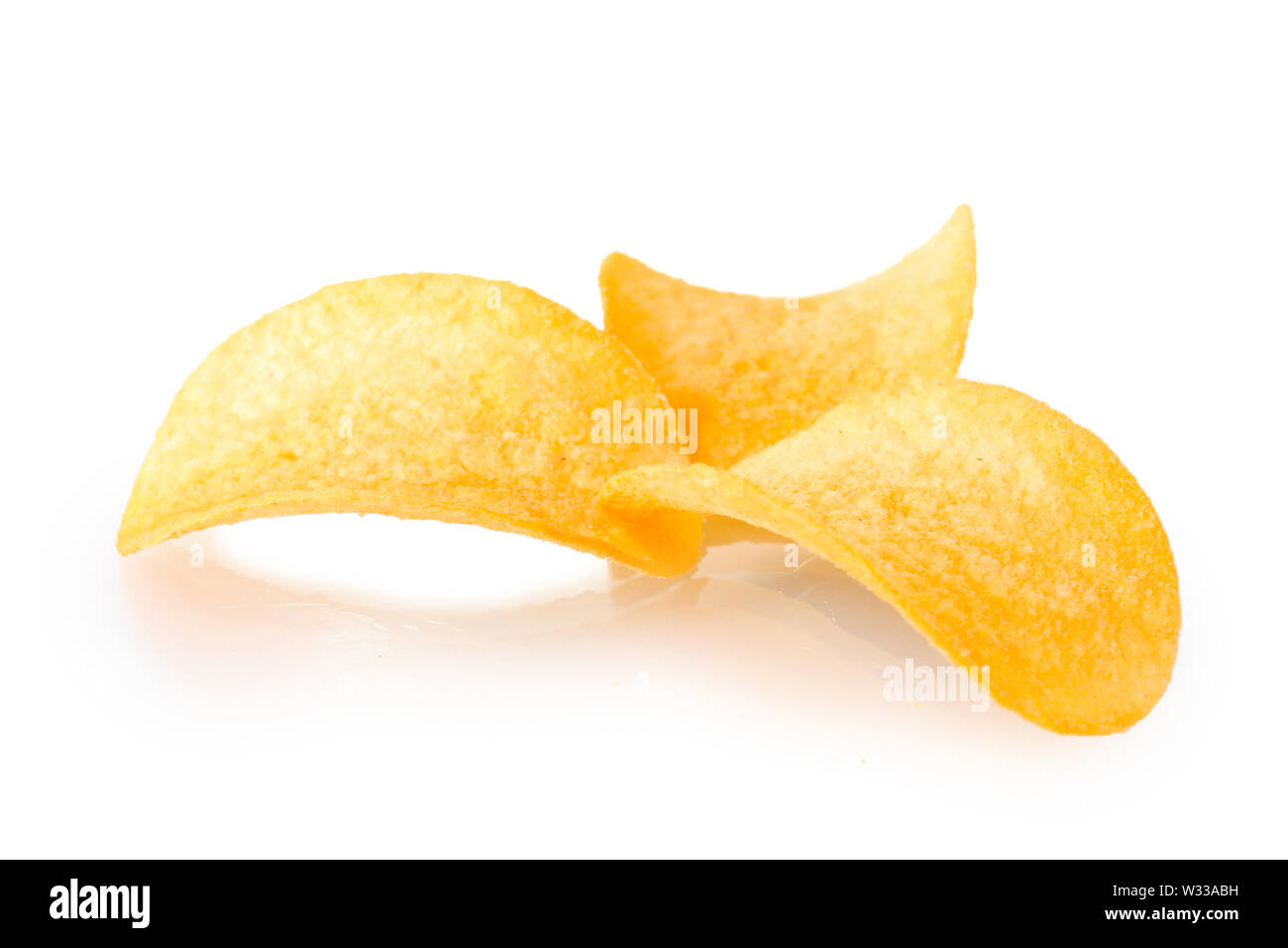 Delicious potato chips isolated on white Stock Photo - Alamy