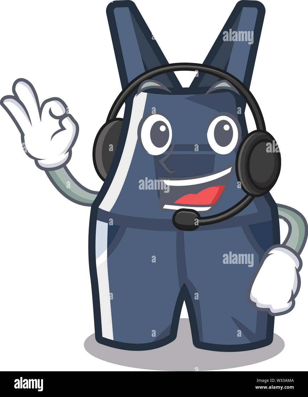 With headphone cartoon overalls are placed in bag Stock Vector Image ...