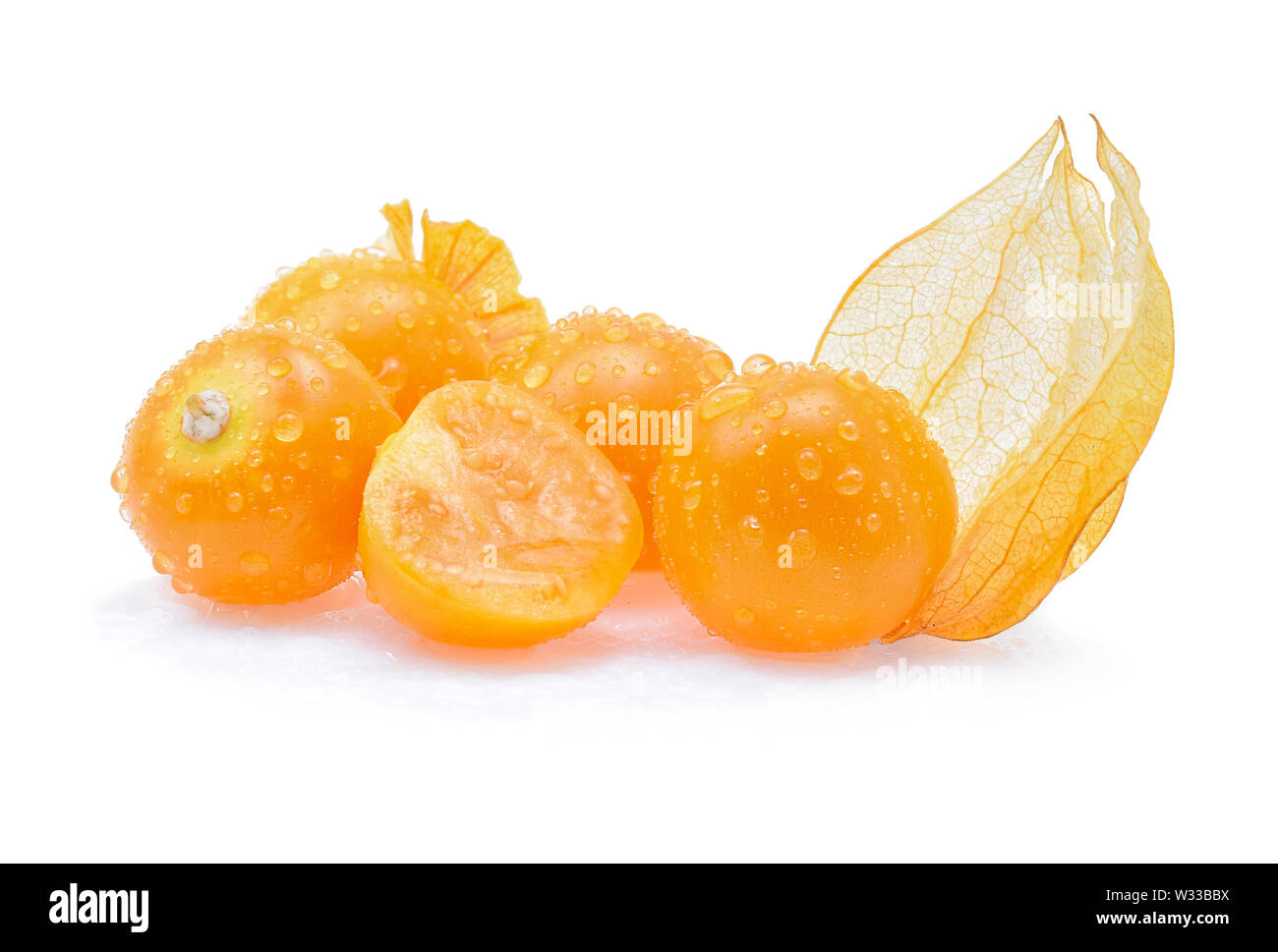 Cape gooseberry with water drops on white background Stock Photo - Alamy