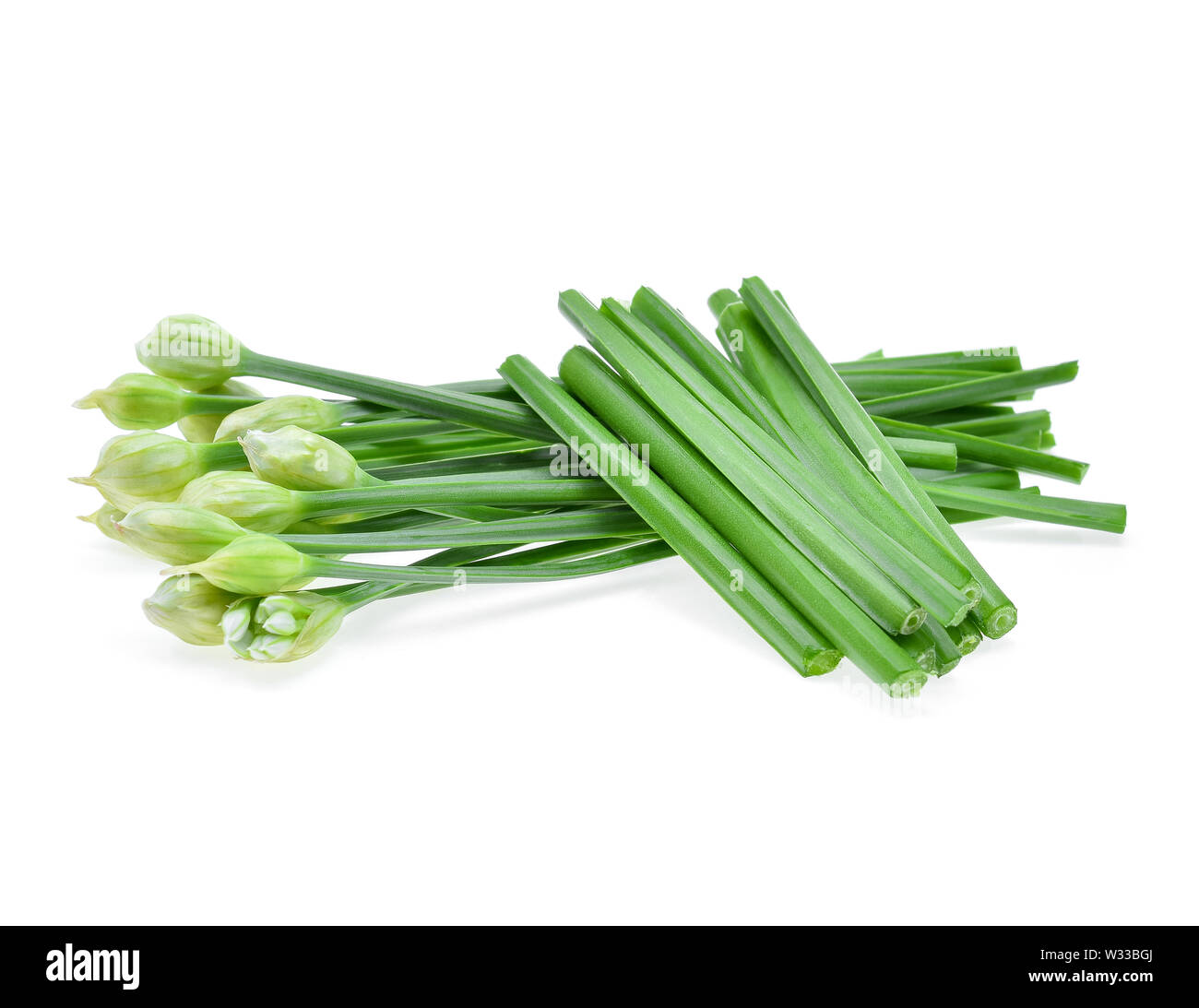 Chinese chives isolated on white background Stock Photo - Alamy