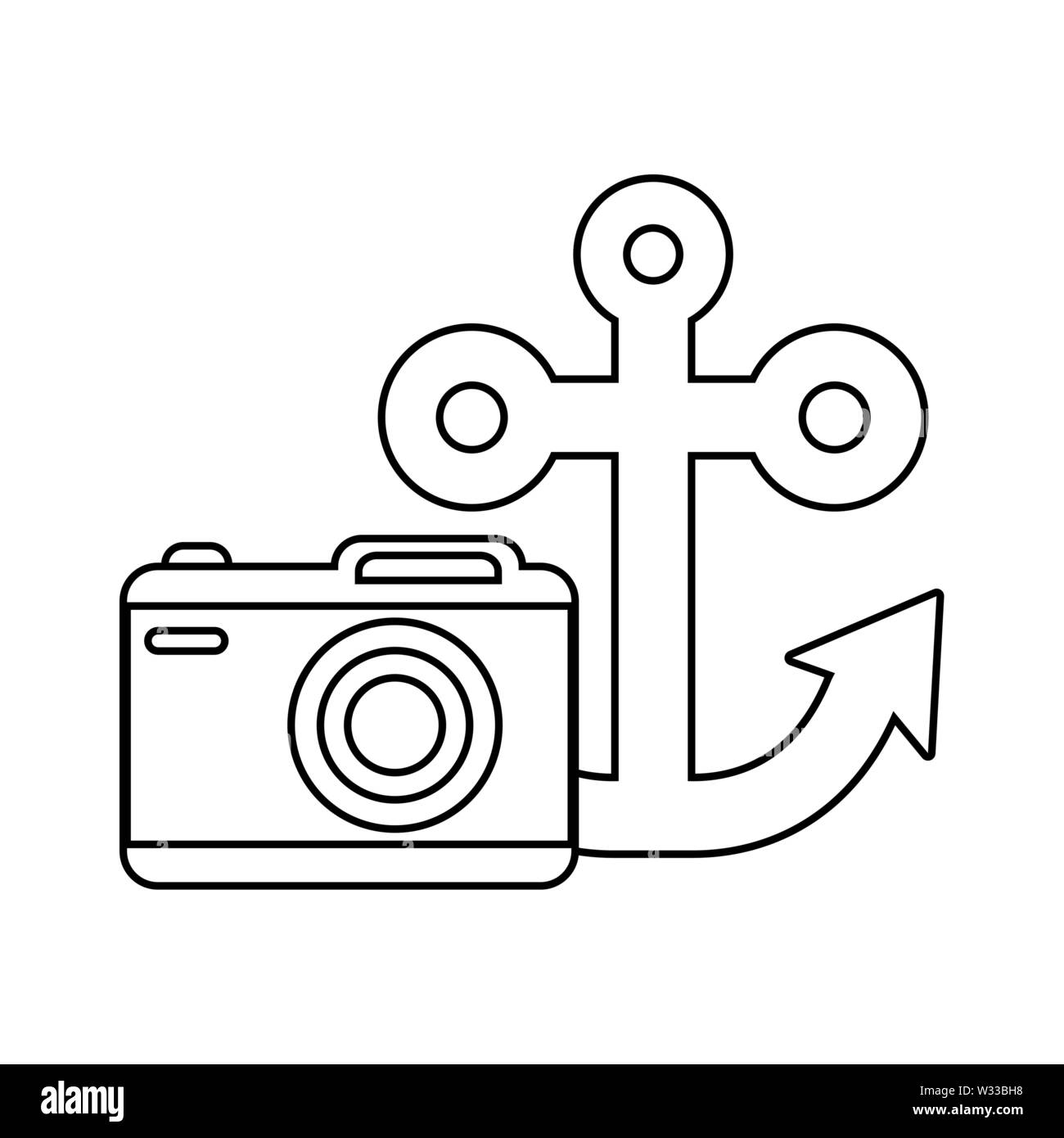 anchor marine with camera photography vector illustration design Stock ...