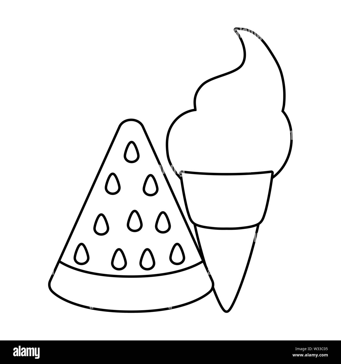 delicious ice cream with watermelon slice vector illustration design ...