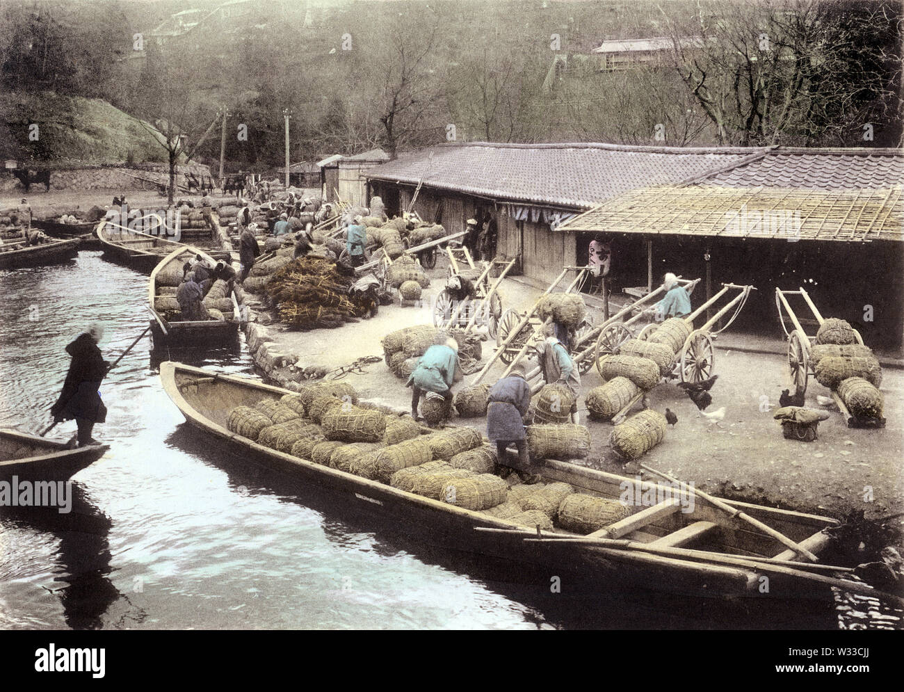 [ 1900s Japan - Japanese Laborers Shipping Rice ] — Rice cultivation in ...