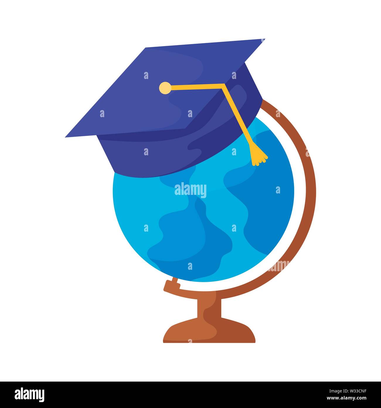 terrestrial globe with hat graduation vector illustration design Stock ...